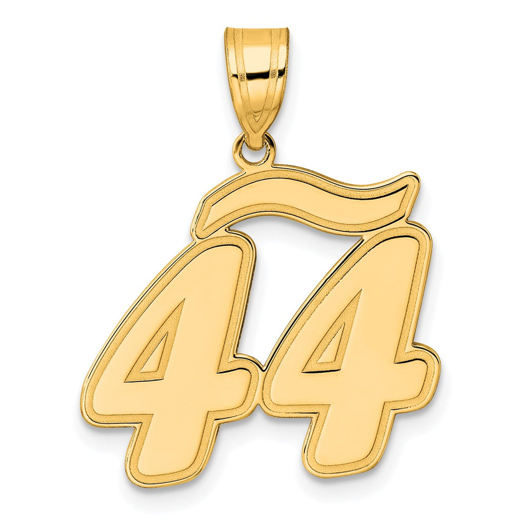14k Yellow Gold Brushed Border Script Number 44 Pendant – Wellness ...