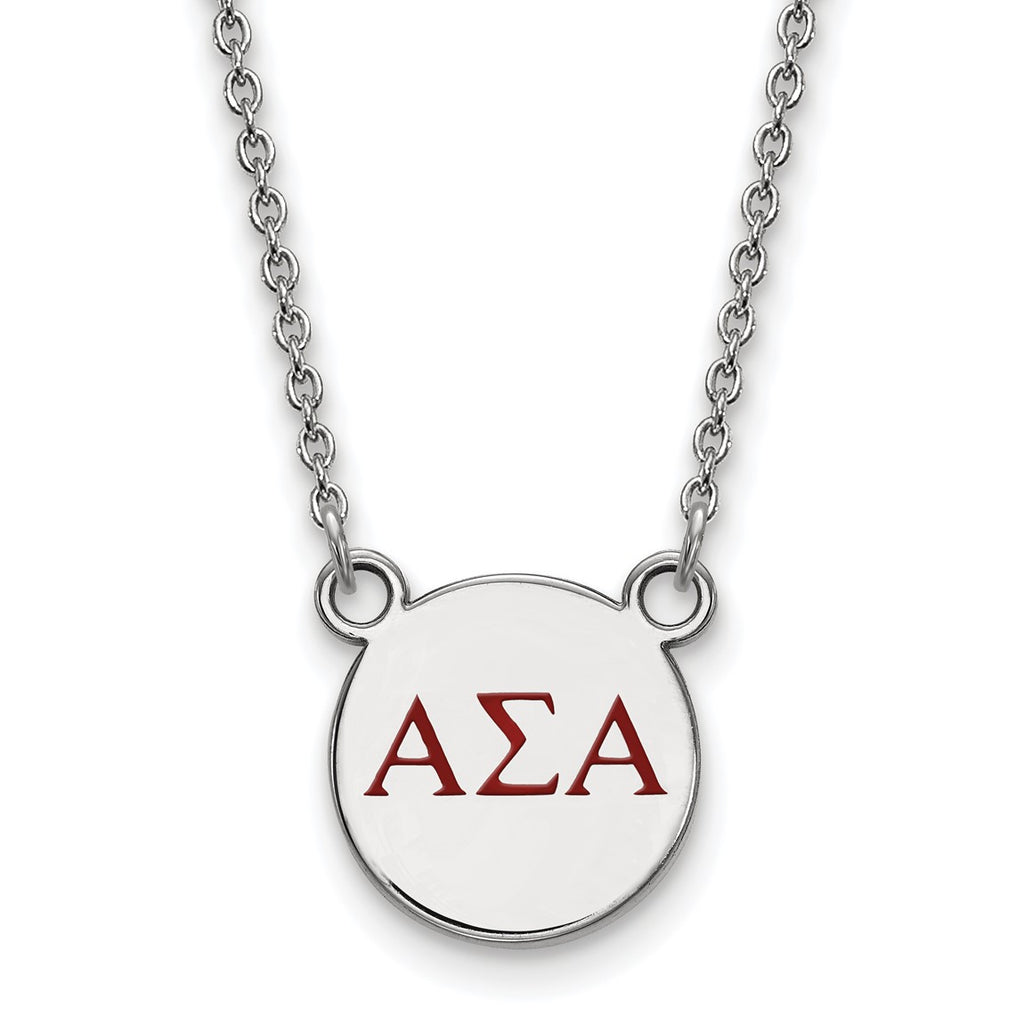 Sterling Silver Rhodium-plated LogoArt Alpha Sigma Alpha Sorority Gree ...