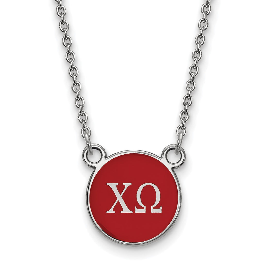 Sterling Silver Rhodium-plated LogoArt Chi Omega Sorority Greek Letter ...