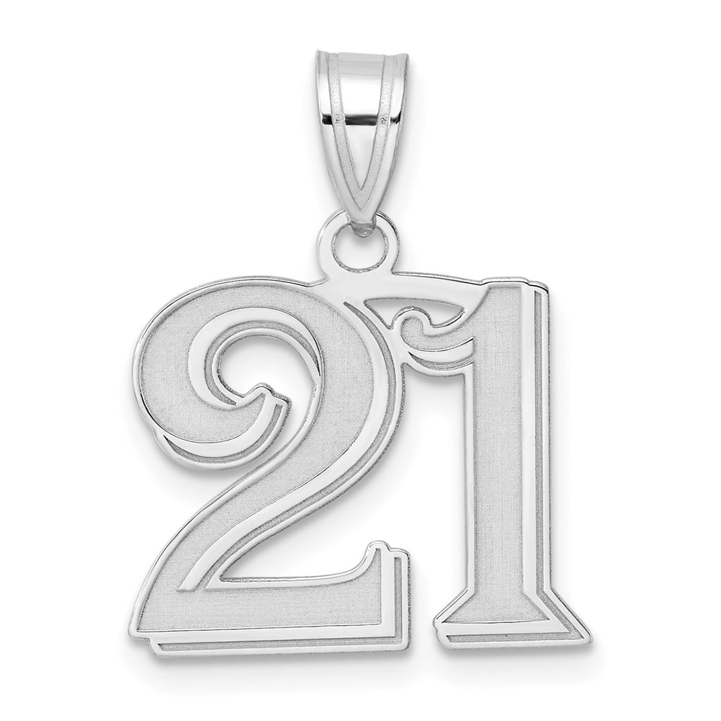 14k White Gold Polished Etched Number 21 Pendant – Wellness Marketer ...