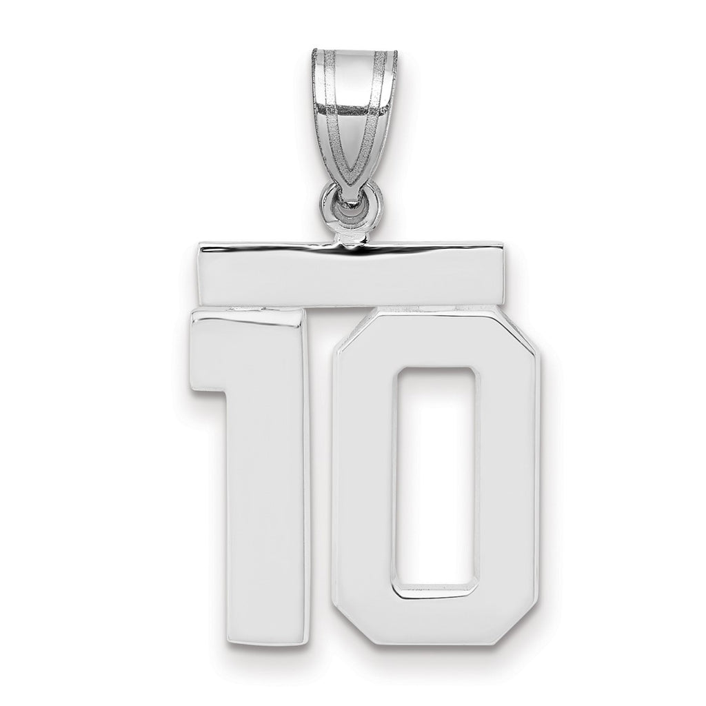 14k White Gold Medium Polished Number 10 Pendant – Wellness Marketer ...