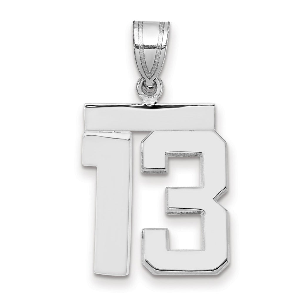 14k White Gold Medium Polished Number 13 Pendant – Wellness Marketer ...