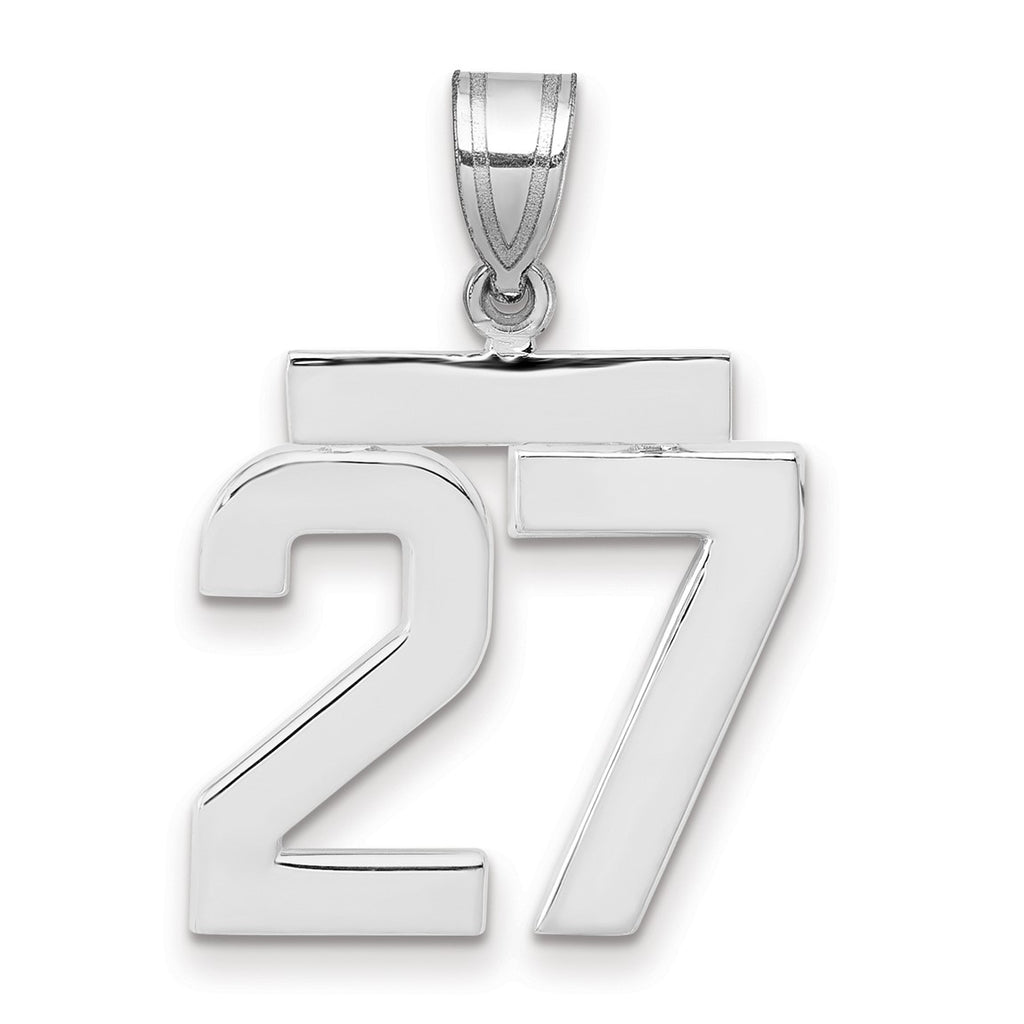 14k White Gold Medium Polished Number 27 Pendant – Wellness Marketer ...