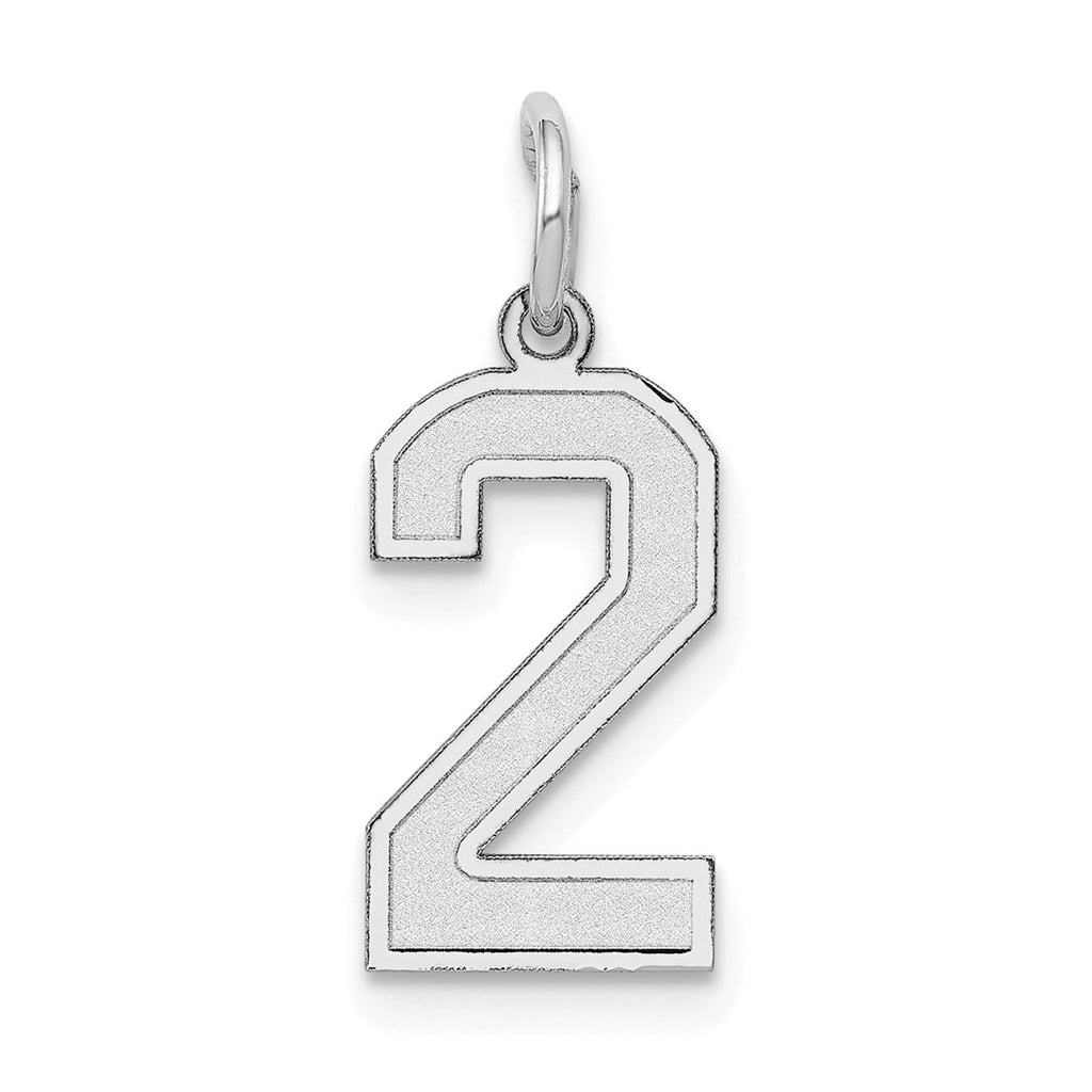 14K White Gold Small Satin Number 2 Charm – Wellness Marketer Jewelry ...