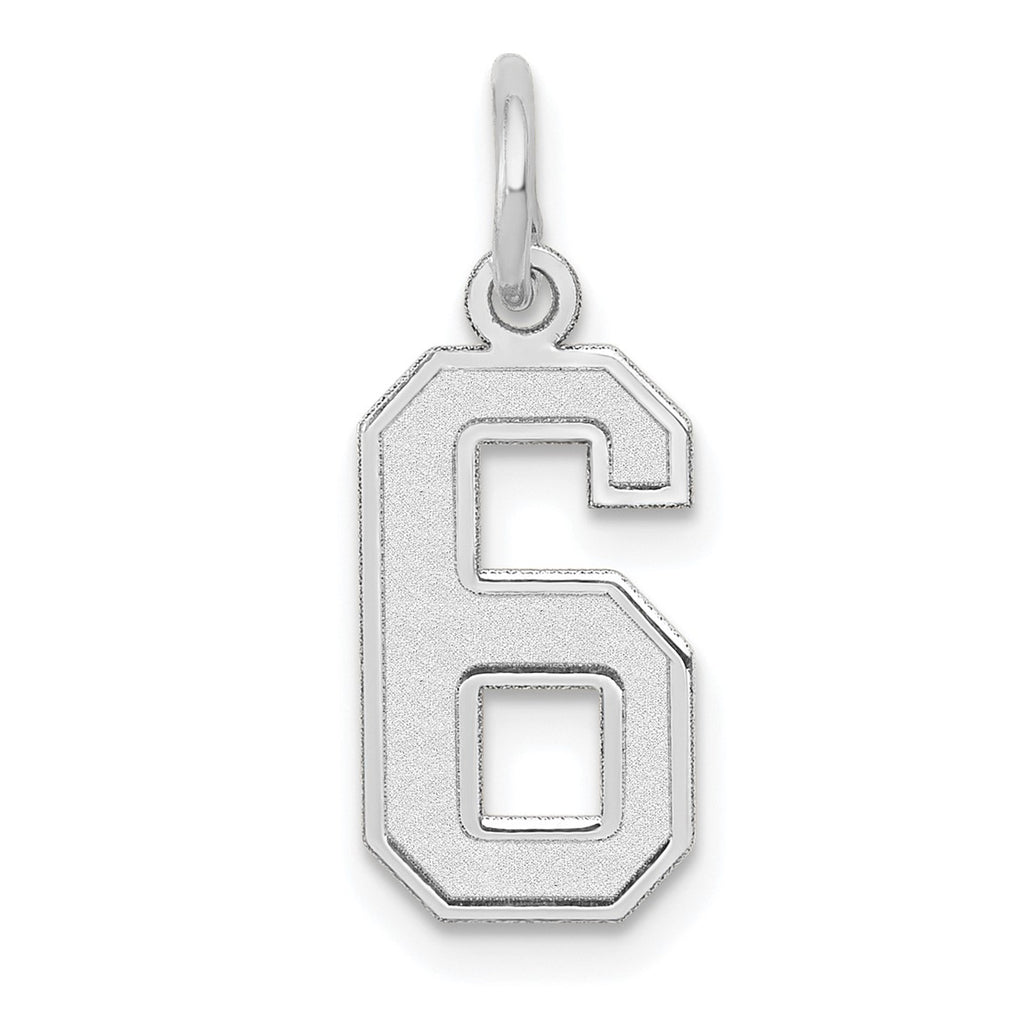14K White Gold Small Satin Number 6 Charm – Wellness Marketer Jewelry ...