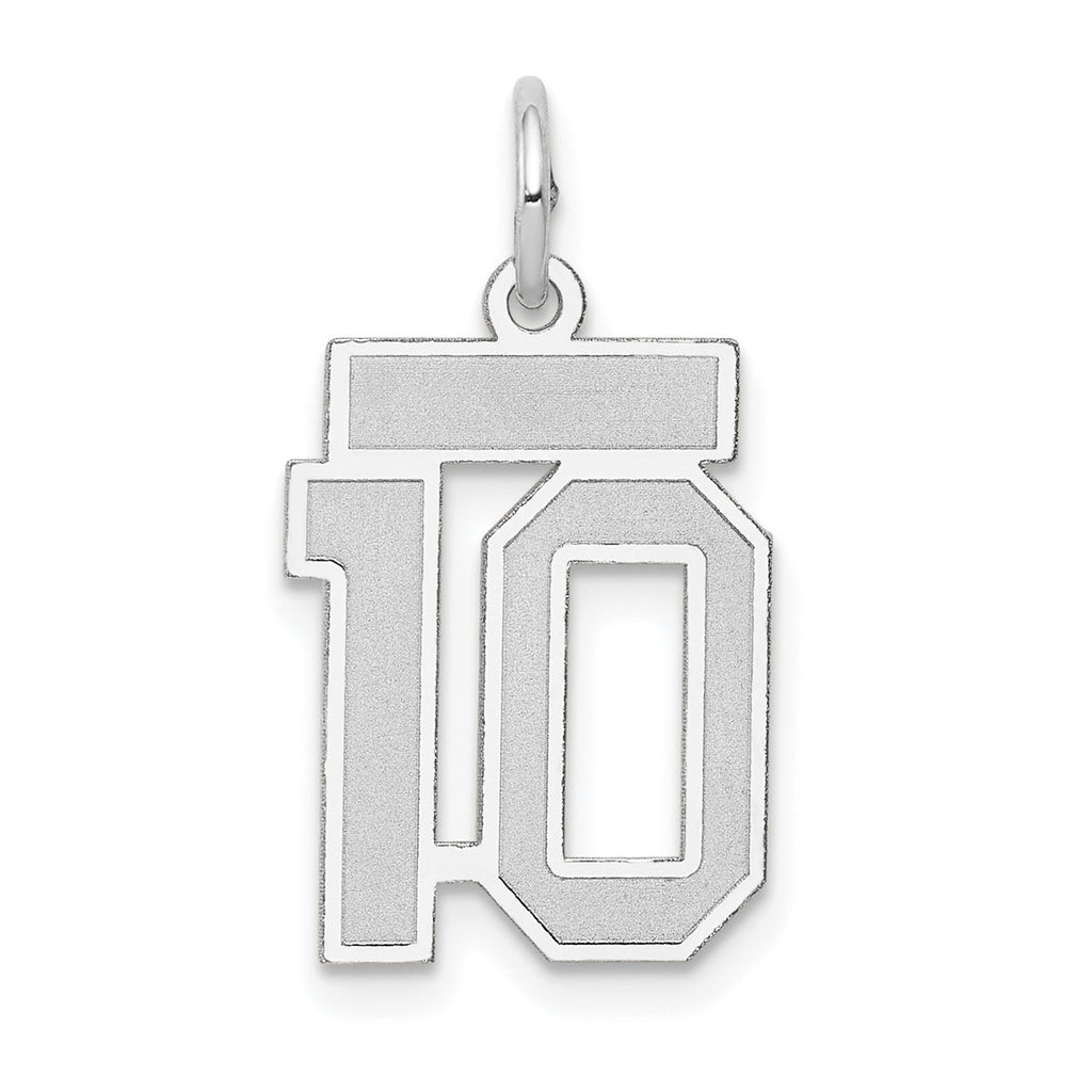 14k White Gold Small Satin Number 10 Charm – Wellness Marketer Jewelry ...