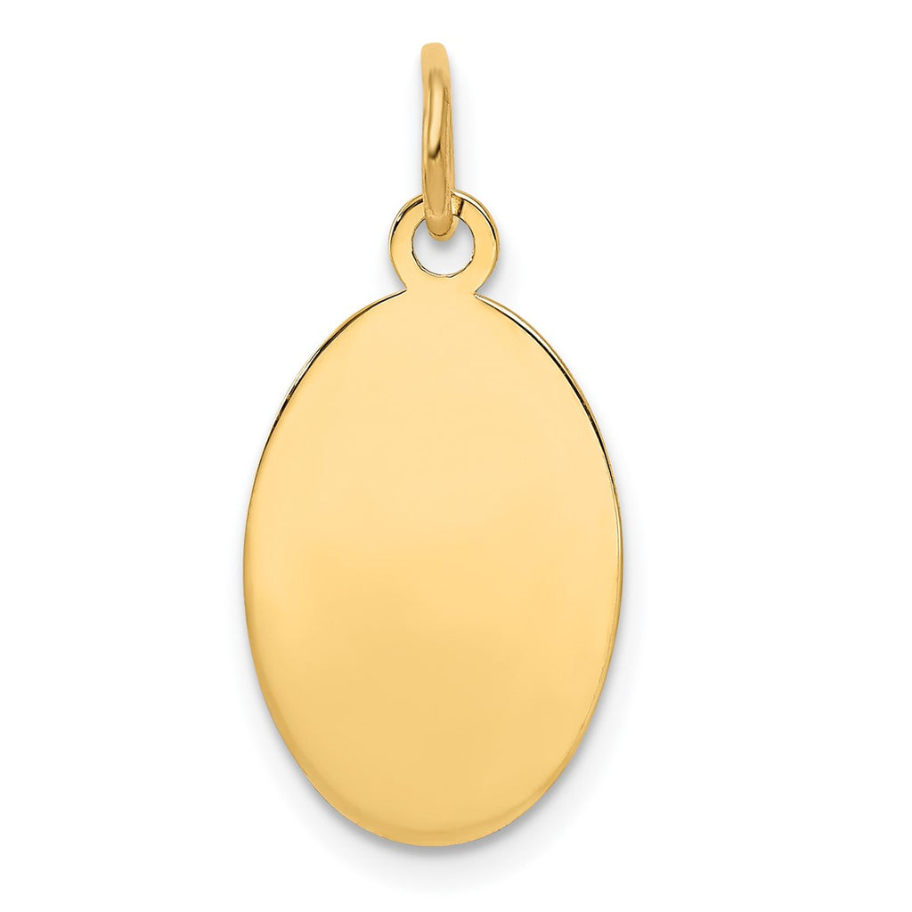 14k Yellow Gold Plain .018 Gauge Engravable Oval Disc Charm XM185/18 ...