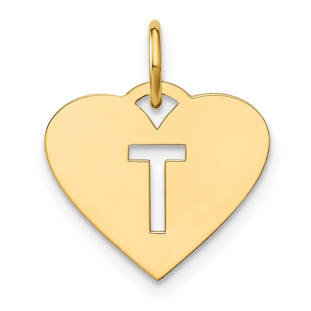14k Yellow Gold Initial Letter T Initial Heart Charm – Wellness ...