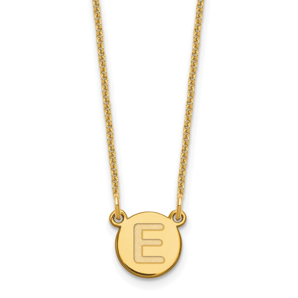14k Yellow Gold Tiny Circle Block Letter E Initial Necklace – Wellness ...