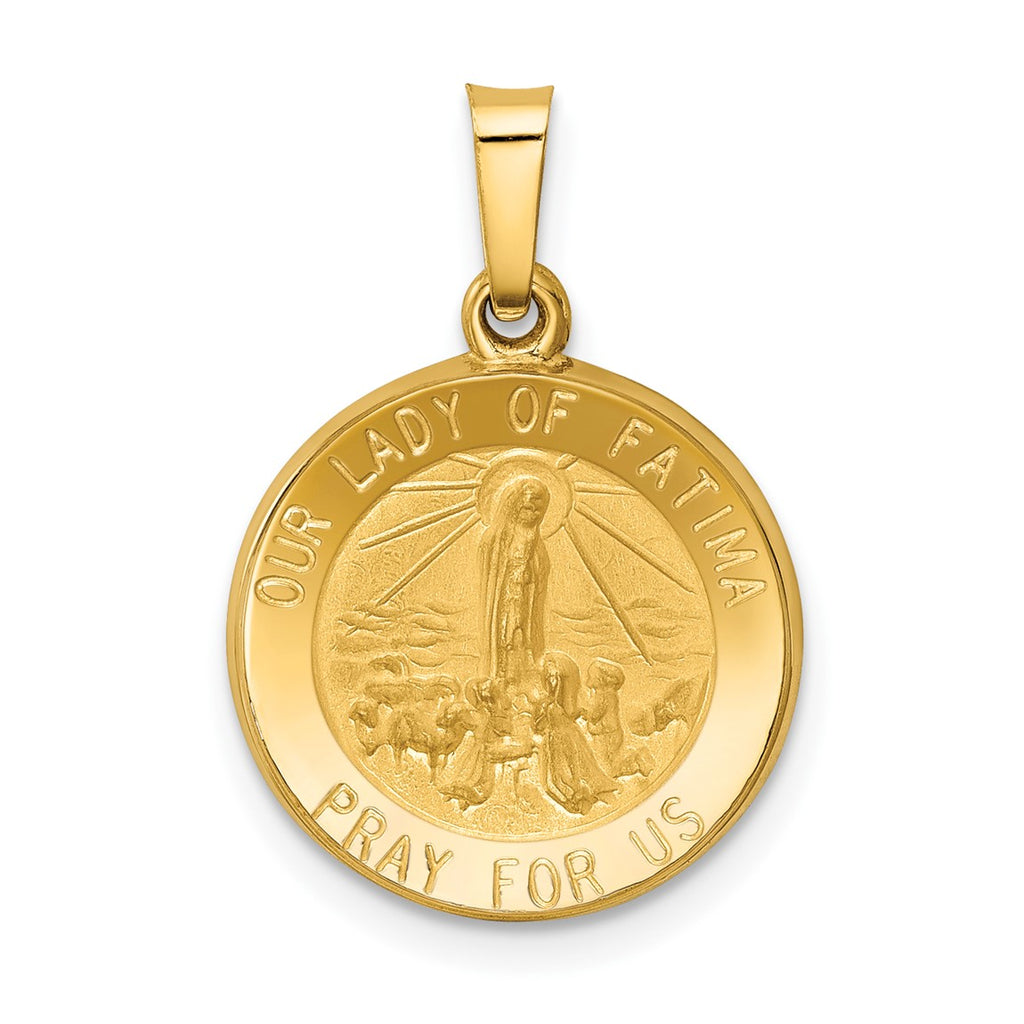 14k Yellow Gold Polished and Satin Our Lady Fatima Medal Pendant ...