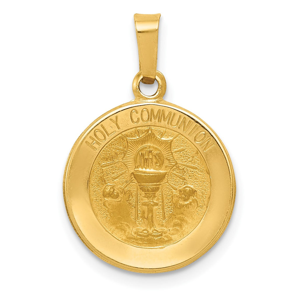 14k Yellow Gold Polished and Satin Holy Communion Medal Pendant ...