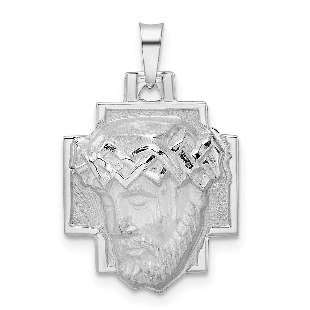 14k White Gold Polished and Satin Solid Jesus Head Pendant – Wellness ...