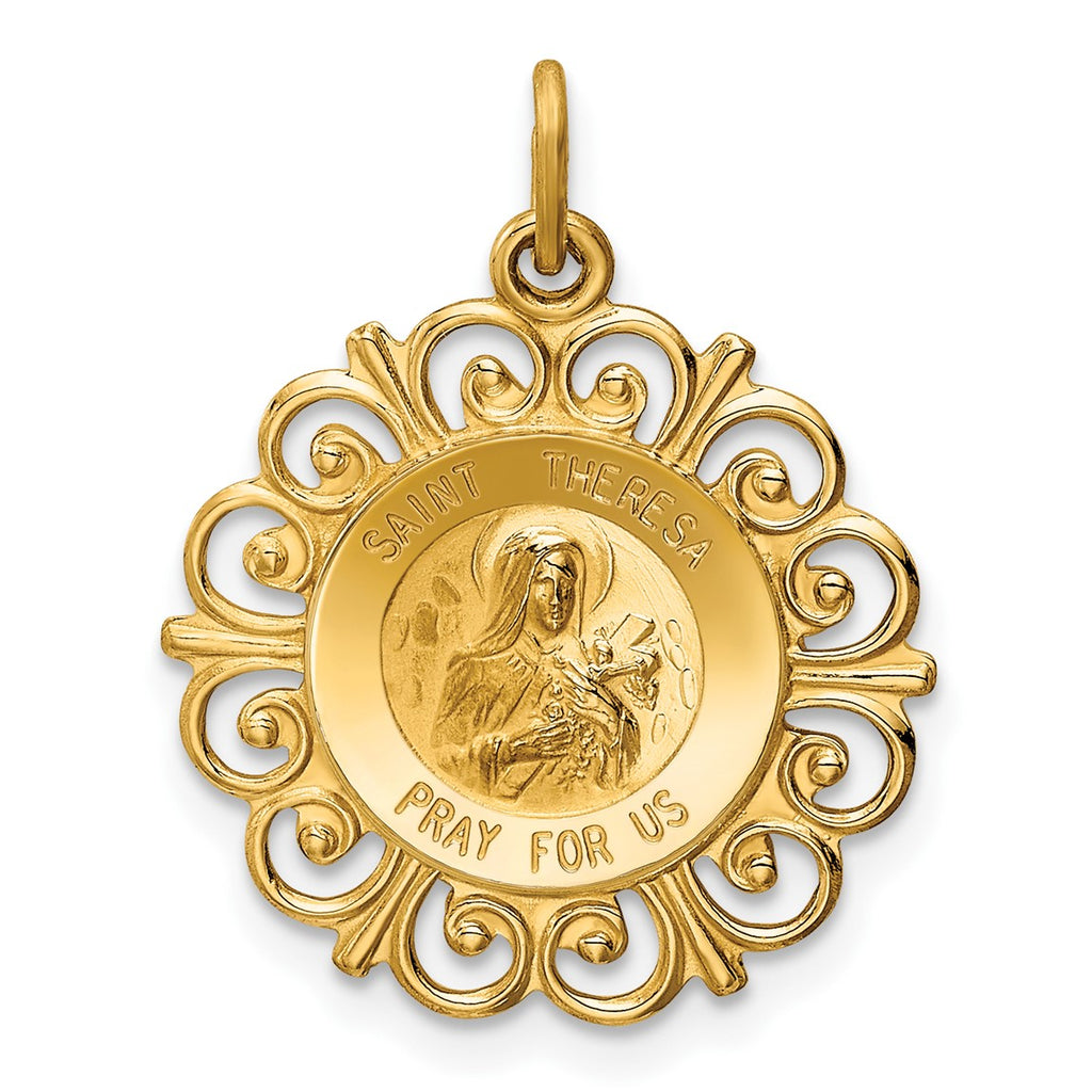 14K Yellow Gold Saint Theresa Medal Charm XR390 – Wellness Marketer ...
