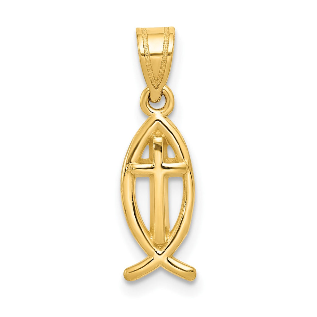 14k Yellow Gold Ichthys Fish Pendant XR425 – Wellness Marketer Jewelry ...