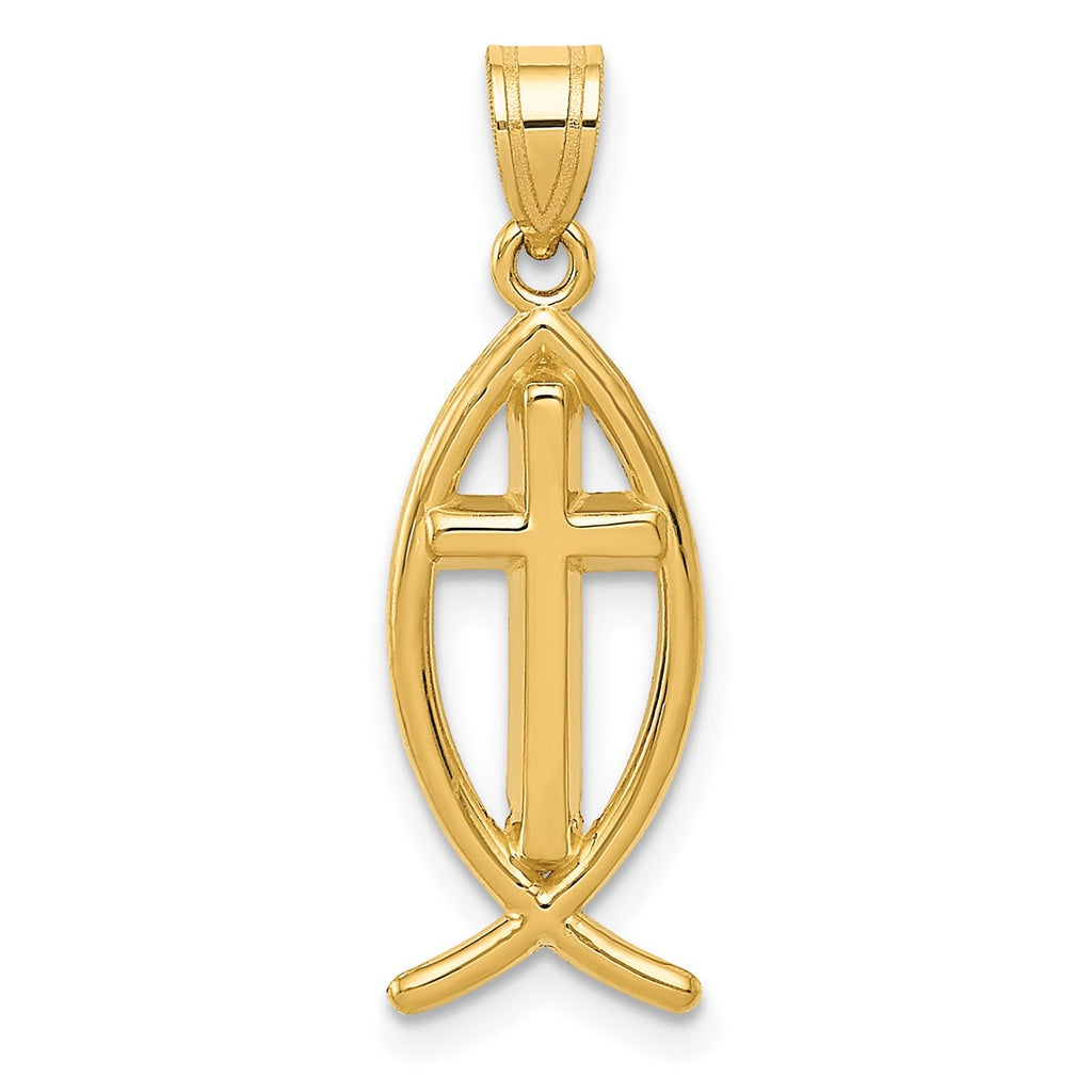 14k Yellow Gold Ichthys Fish Pendant XR455 – Wellness Marketer Jewelry ...