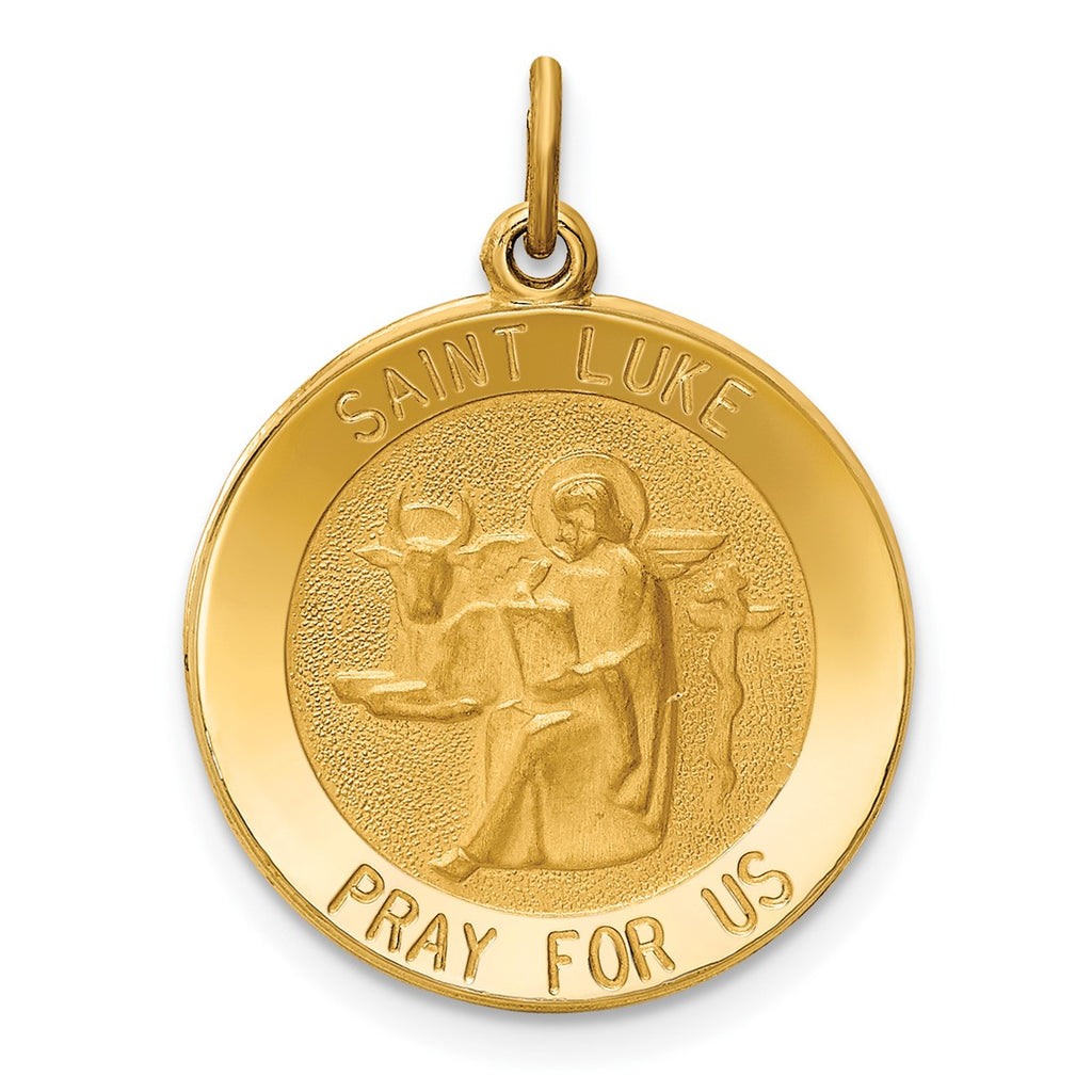 14k Yellow Gold Saint Luke Medal Pendant – Wellness Marketer Jewelry ...