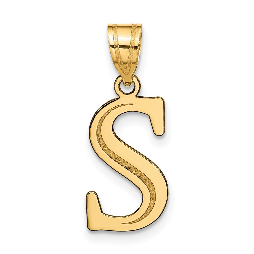 14k Yellow Gold Polished Etched Letter S Initial Pendant – Wellness ...