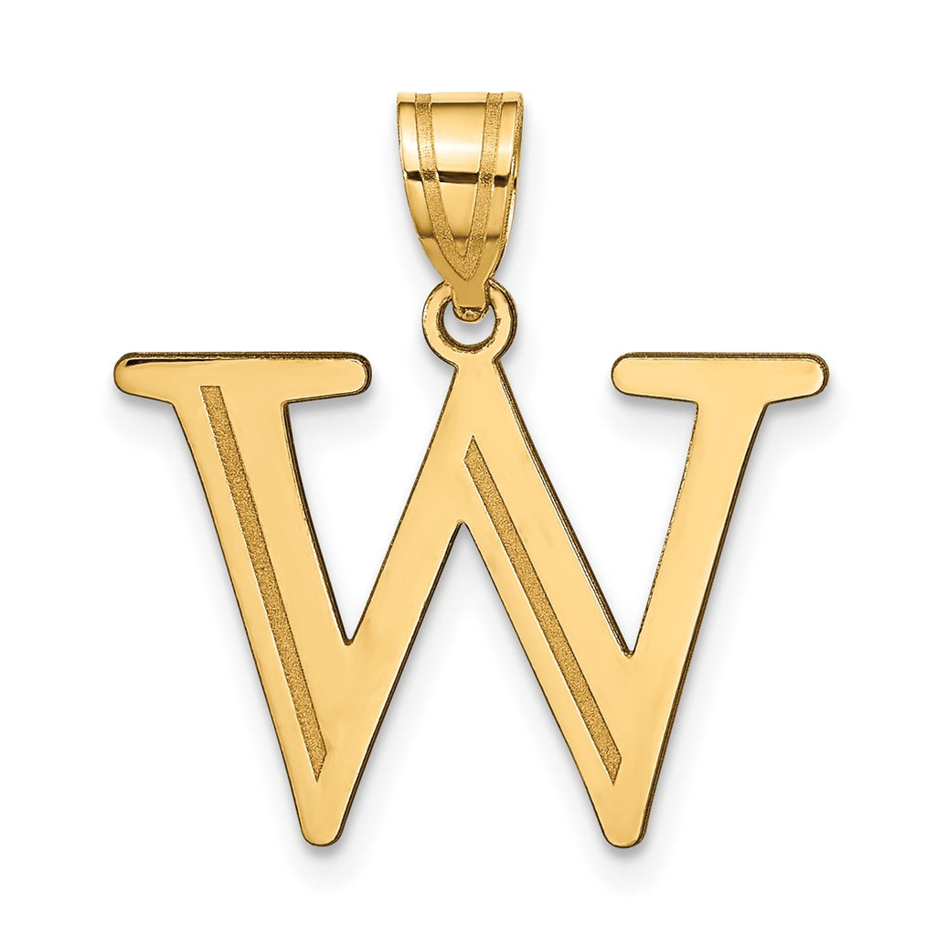 14k Yellow Gold Polished Etched Letter W Initial Pendant – Wellness ...