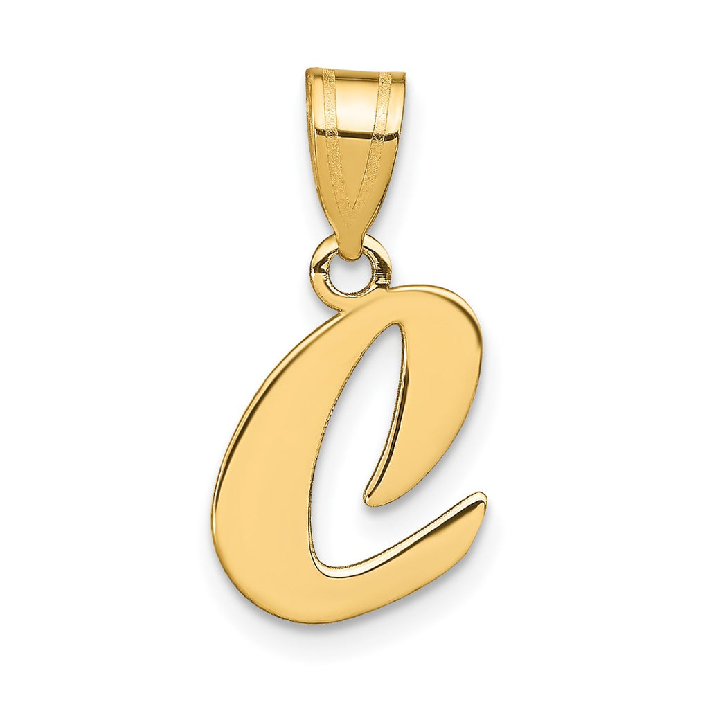 14k Yellow Gold Polished Script Letter C Initial Pendant – Wellness ...