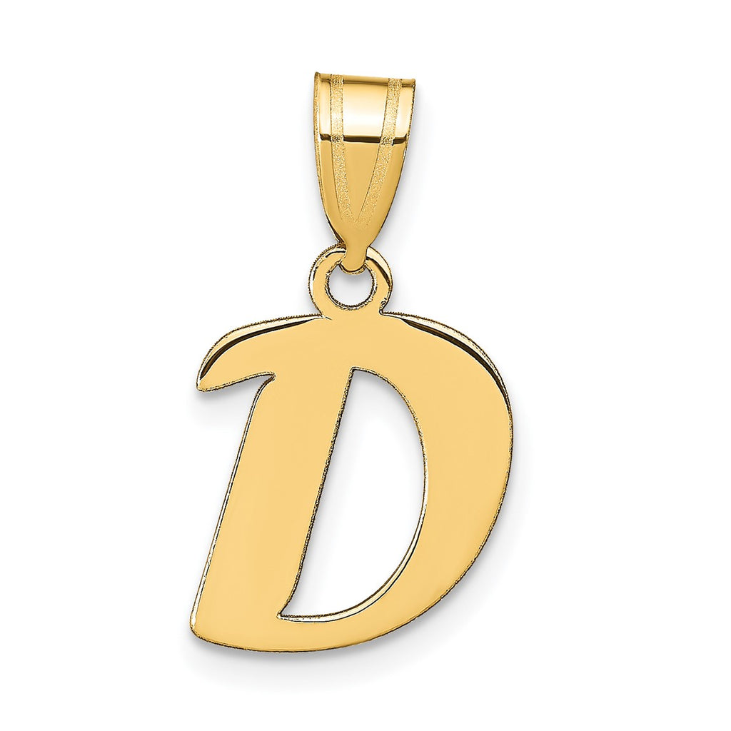 14k Yellow Gold Polished Script Letter D Initial Pendant – Wellness ...