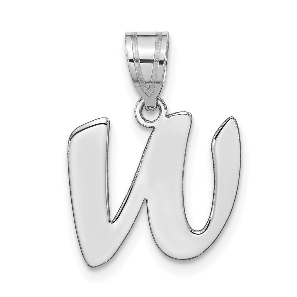 14k White Gold Polished Script Letter W Initial Pendant – Wellness ...