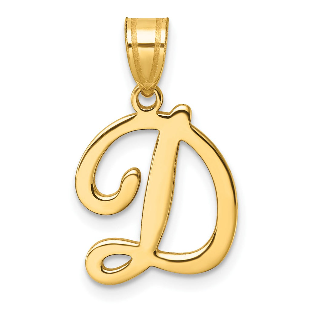 14K Yellow Gold Script Letter D Initial Pendant YC1540D – Wellness ...