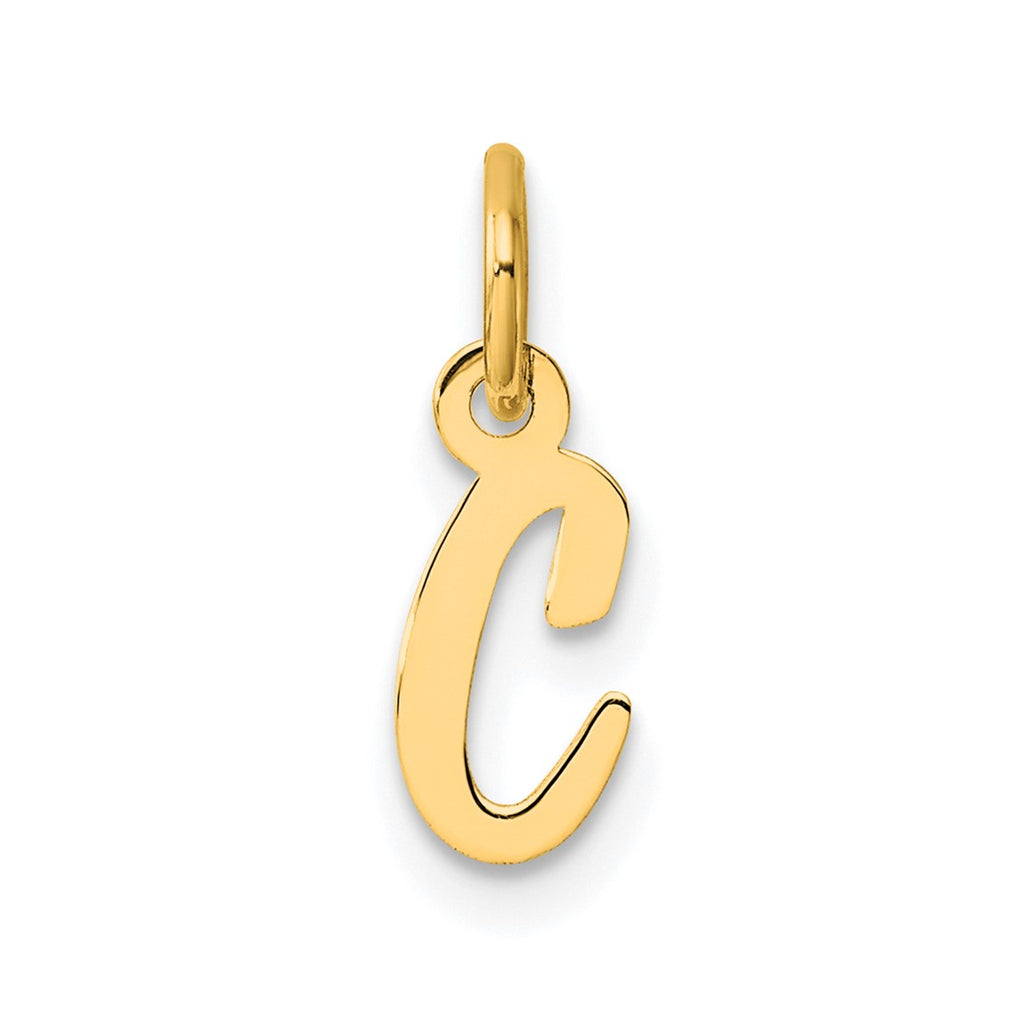 14K Yellow Gold Small Script Letter C Initial Charm – Wellness Marketer ...