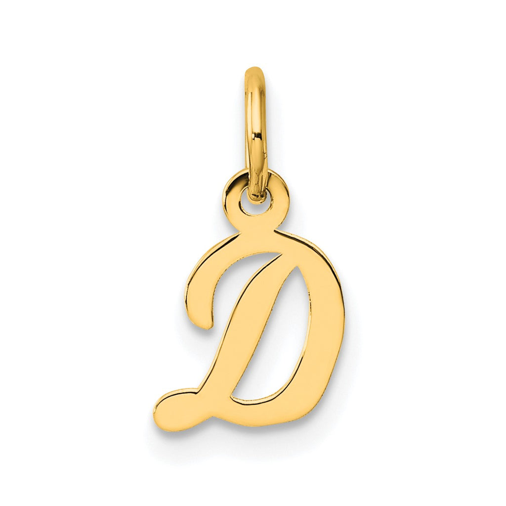 14K Yellow Gold Small Script Letter D Initial Charm – Wellness Marketer ...