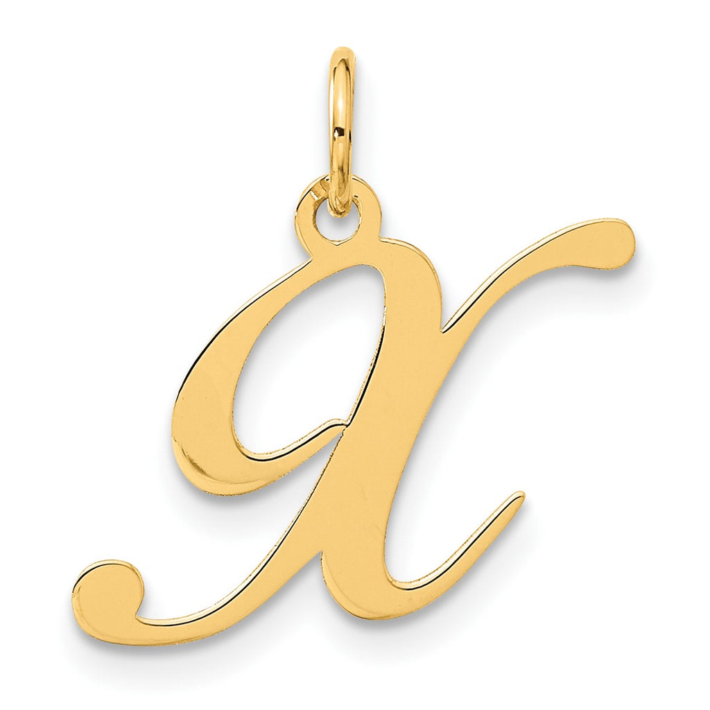 14k Yellow Gold Medium Fancy Script Initial X Charm – Wellness Marketer ...